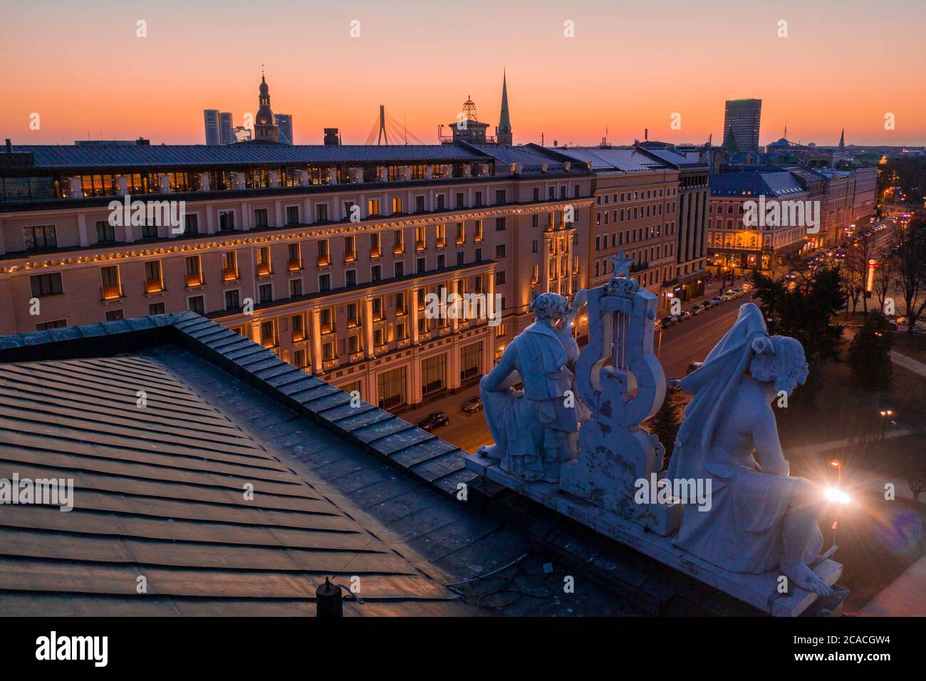 beautiful city of Riga at night in Latvia Stock Photo - Alamy