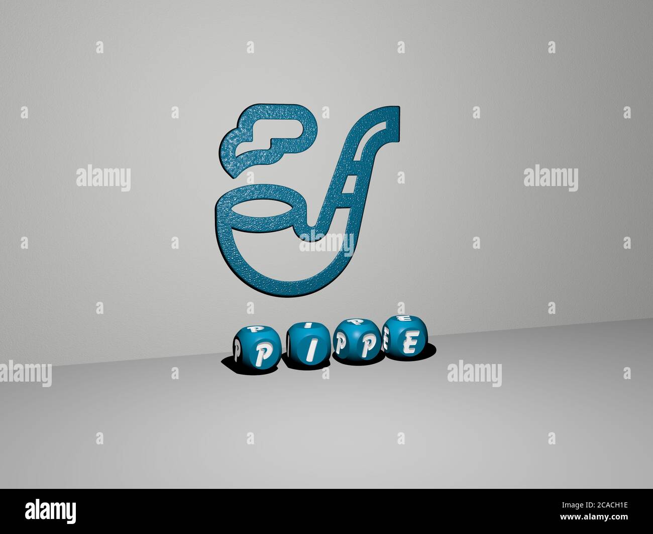 3D illustration of PIPE graphics and text made by metallic dice letters ...