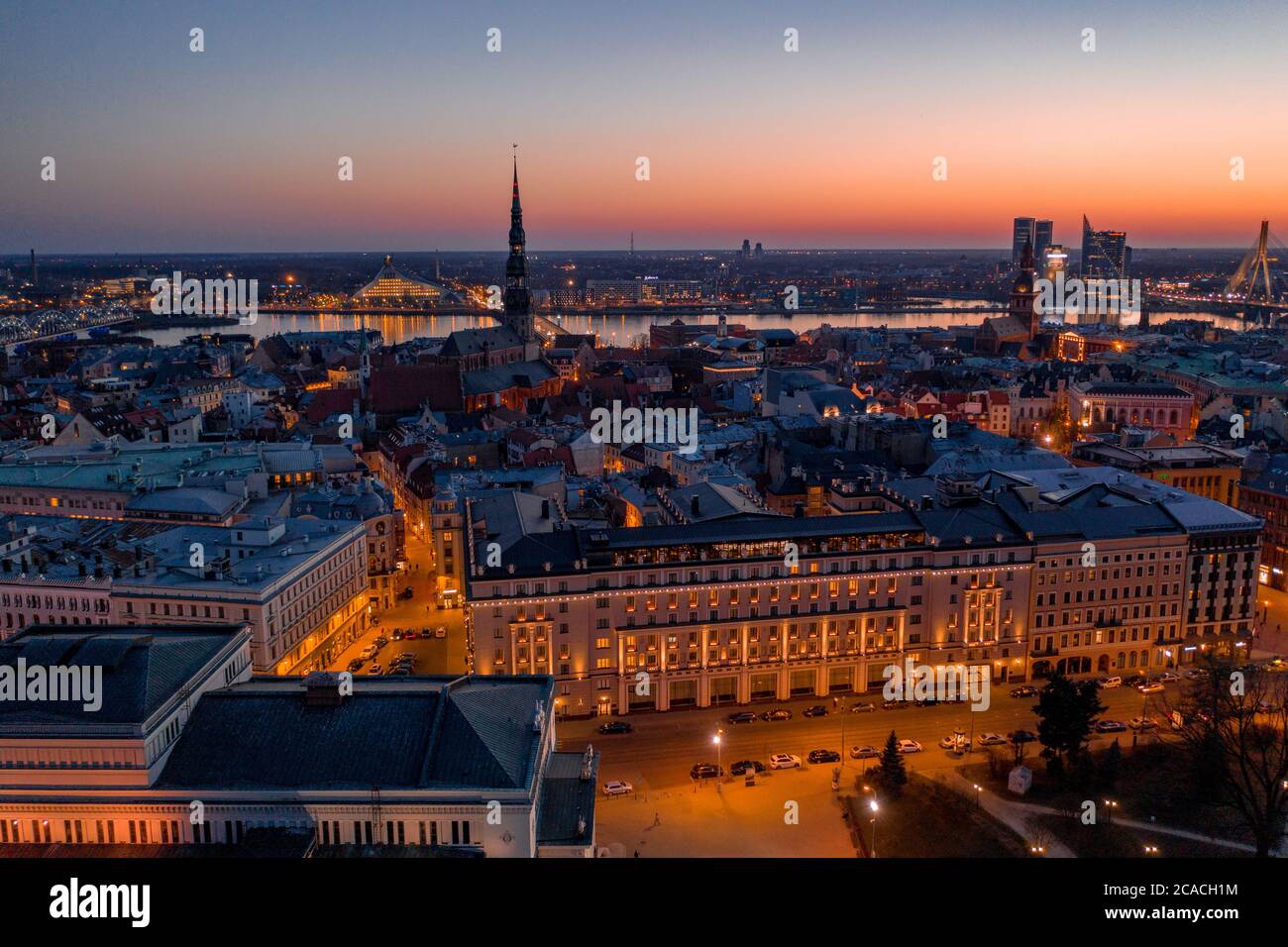 beautiful city of Riga at night in Latvia Stock Photo - Alamy