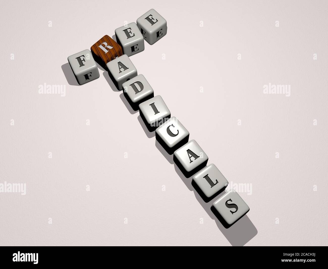 combination of free radicals built by cubic letters from the top ...