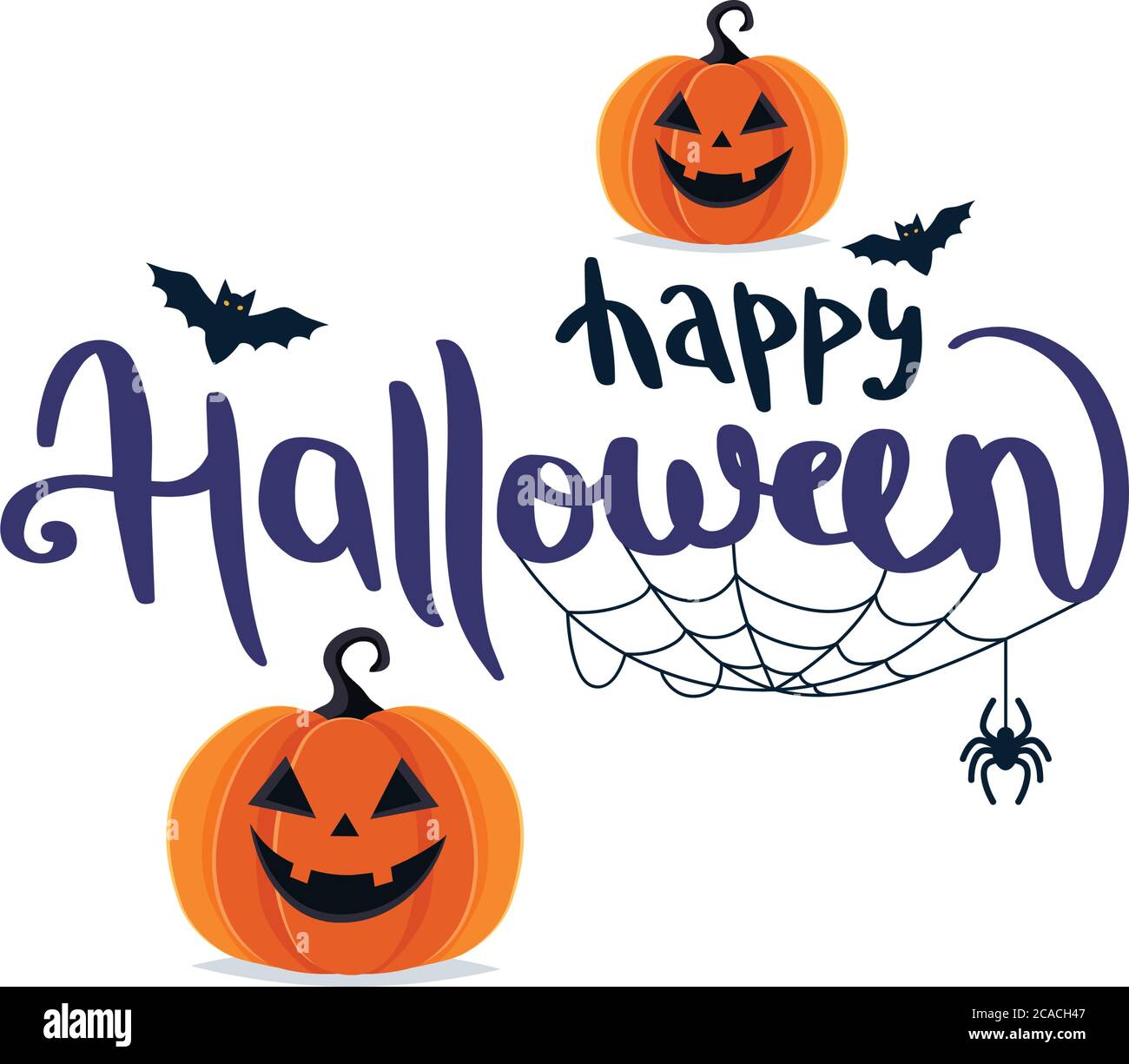Halloween lettering with pumpkins and bats Stock Vector Image & Art - Alamy