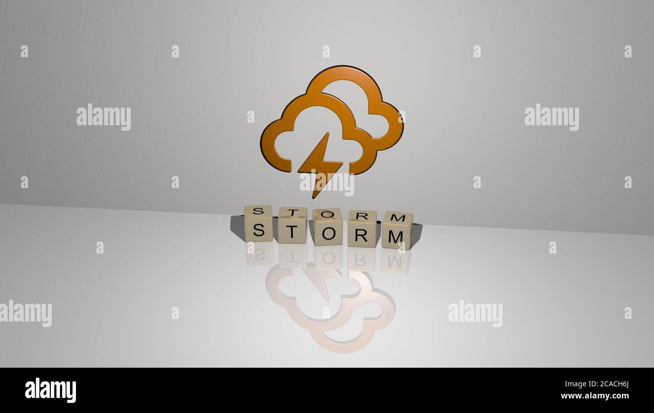 3D illustration of STORM graphics and text made by metallic dice ...