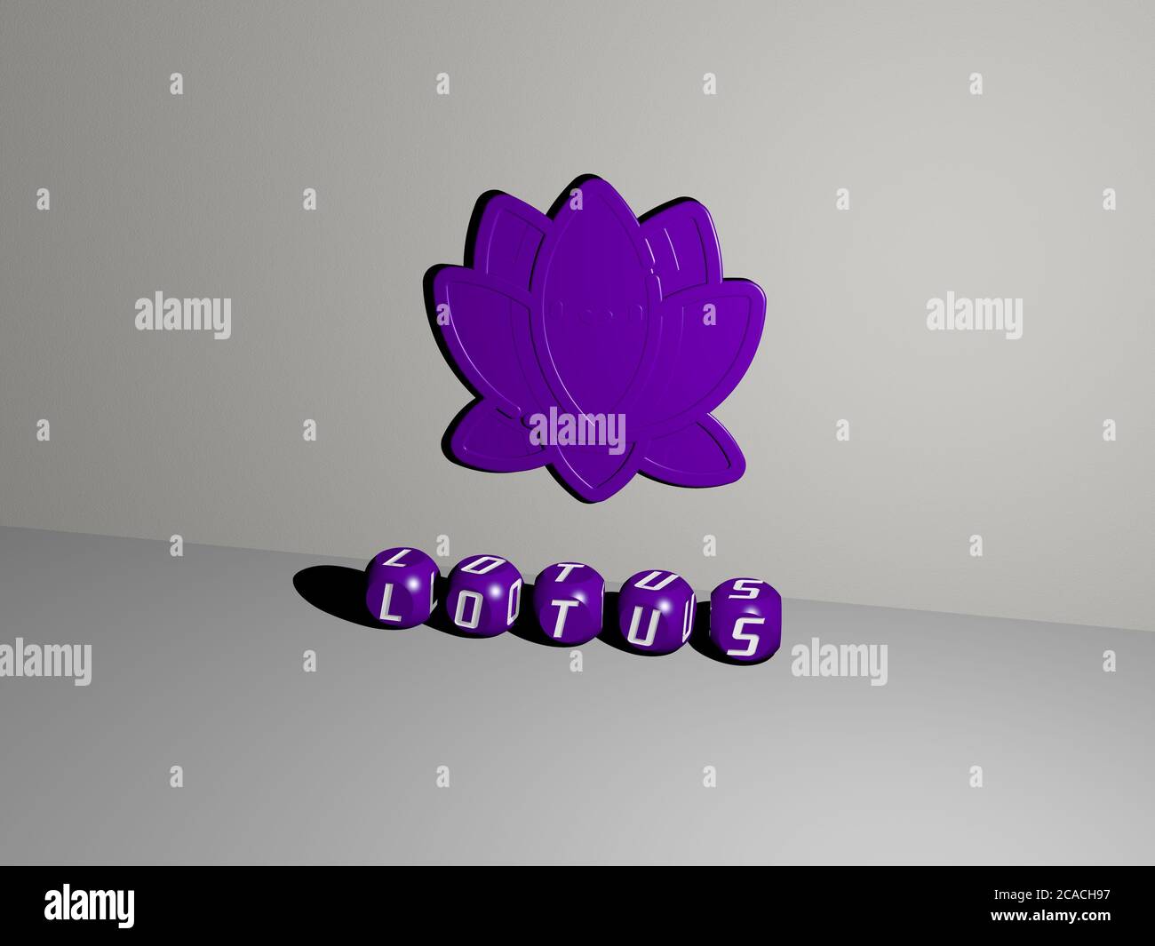 3D illustration of LOTUS graphics and text made by metallic dice ...