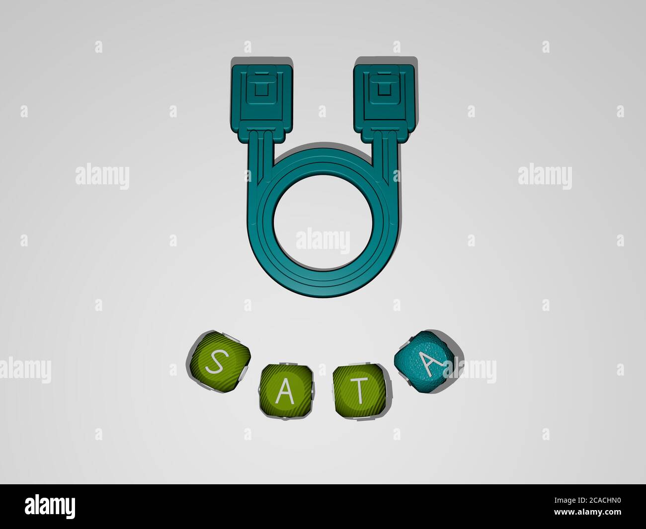 3D graphical image of SATA vertically along with text built around the ...
