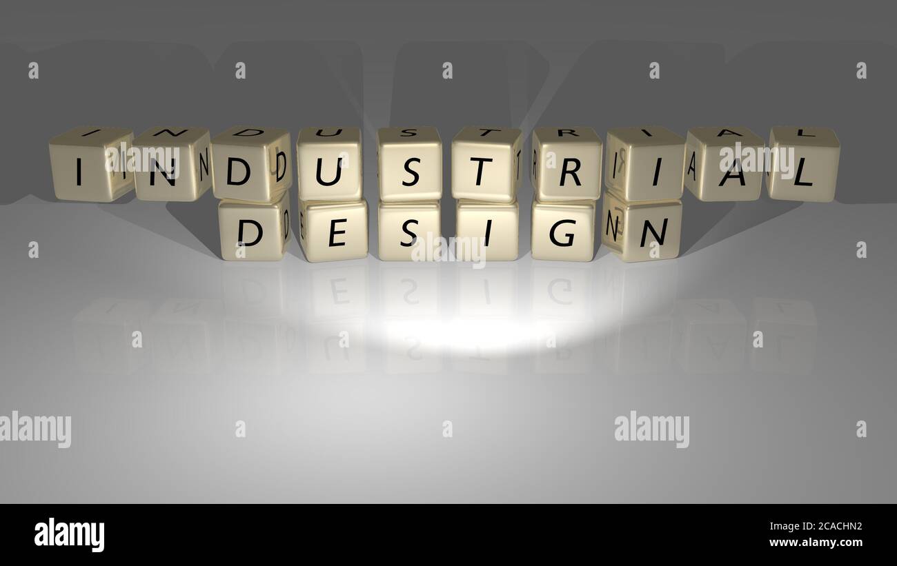 3D graphical image of INDUSTRIAL DESIGN vertically along with text ...