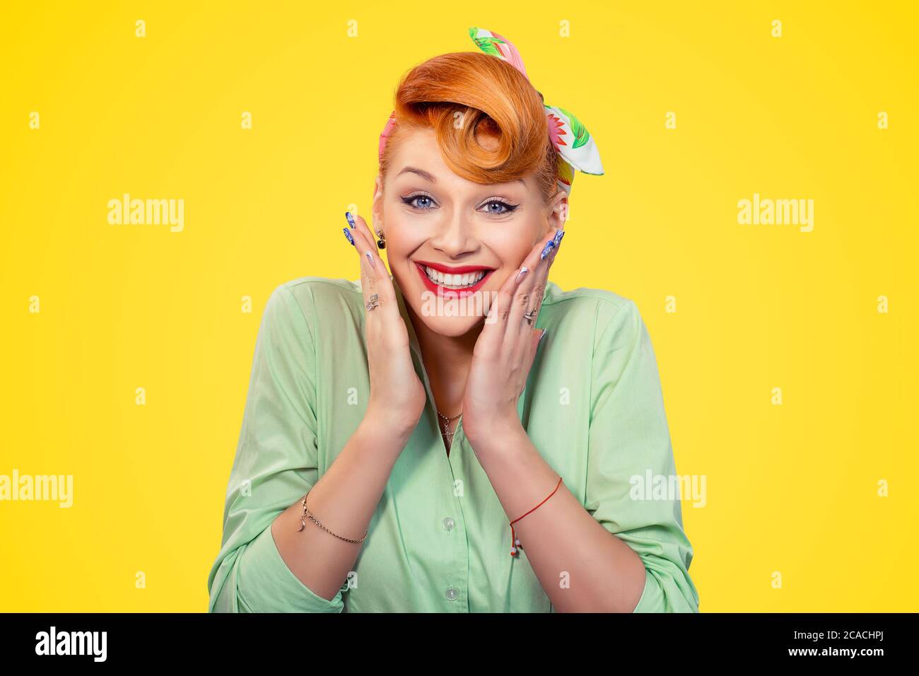 Shocked Surprised Stunned Closeup Redhead Woman Pretty Pinup Girl