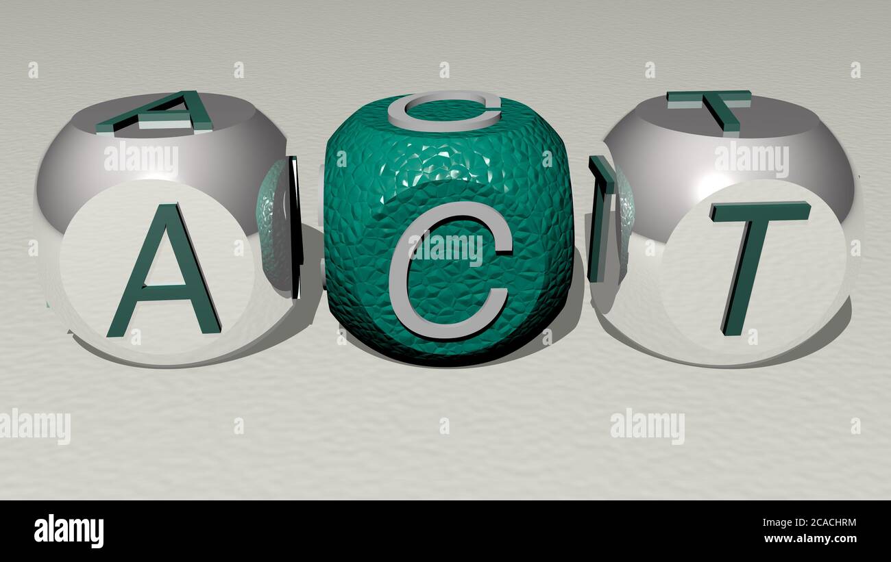 act combined by dice letters and color crossing for the related ...