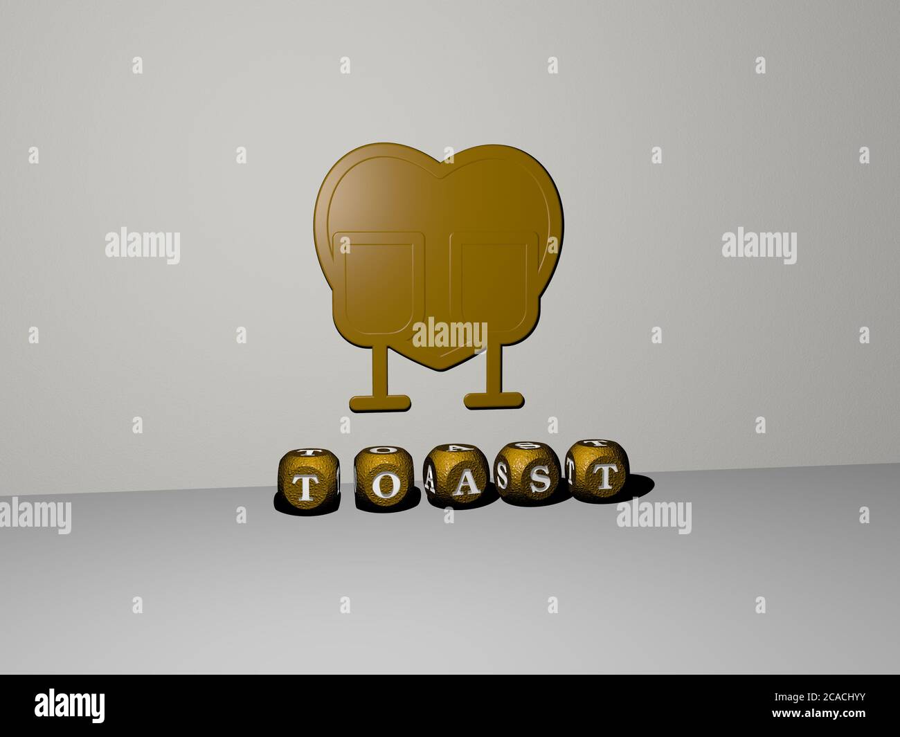 3D representation of TOAST with icon on the wall and text arranged by ...