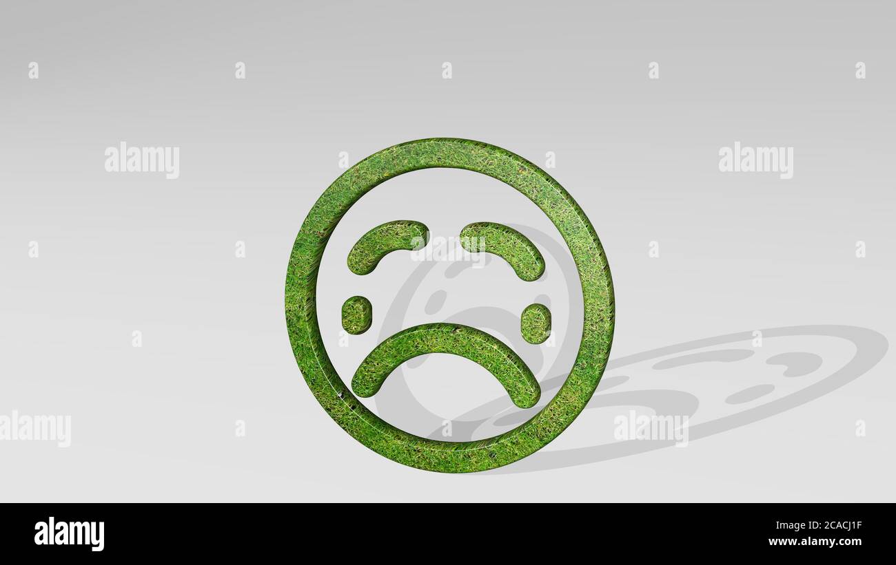 SMILEY CRYING casting shadow from a perspective. A thick sculpture made ...