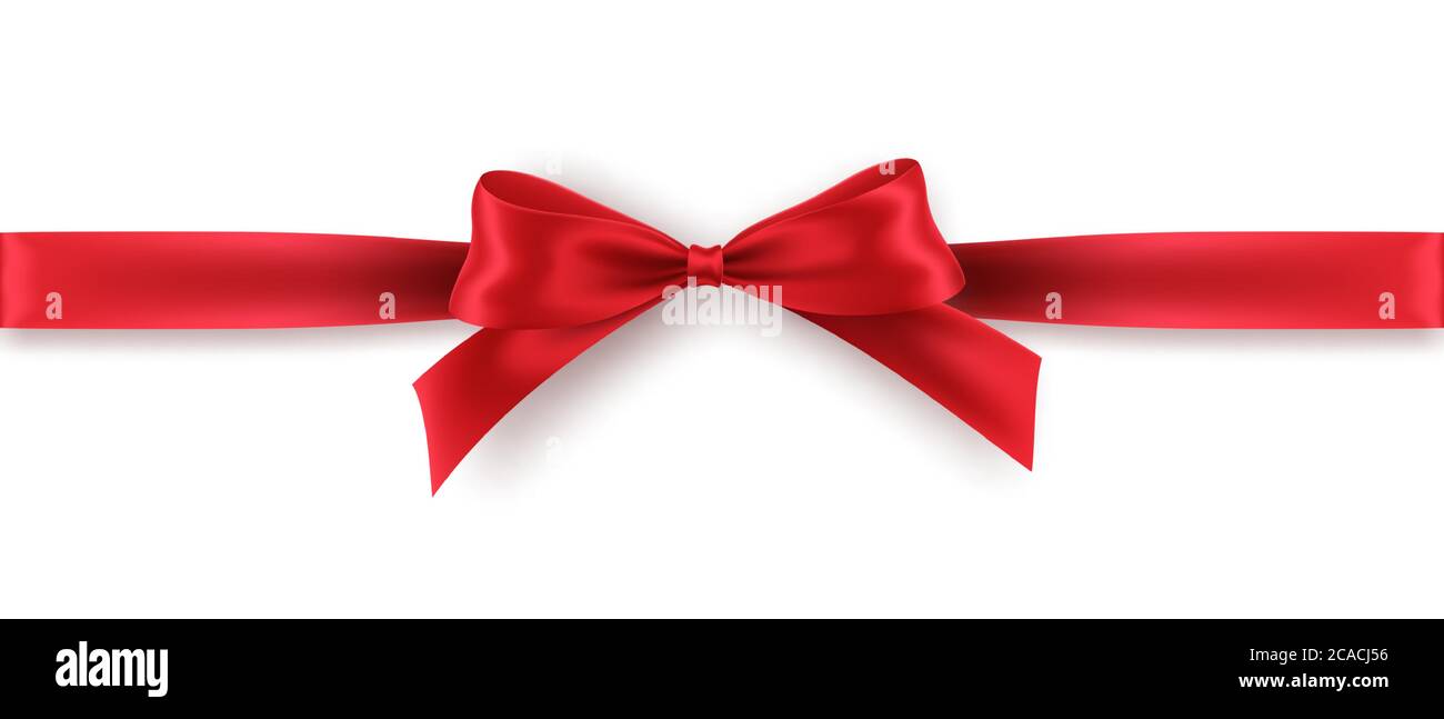 Red Bow and Ribbon on white background. Realistic red bow for ...