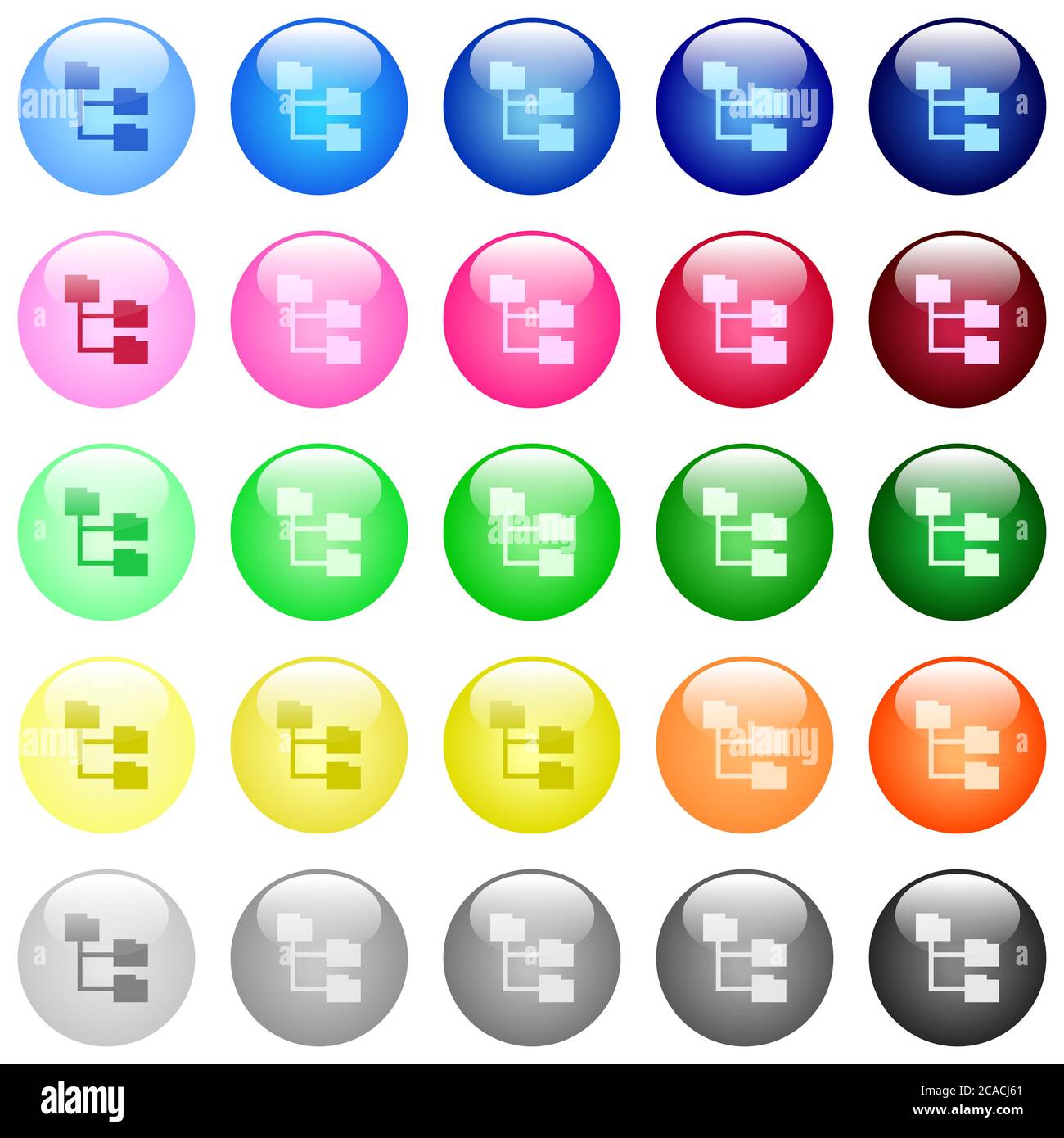 Folder structure icons in set of 25 color glossy spherical buttons Stock Vector Image & Art - Alamy