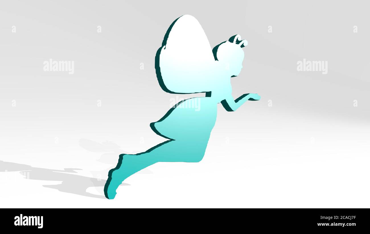 FAIRY WITH BUTTERFLY WINGS from a perspective with the shadow. A thick ...