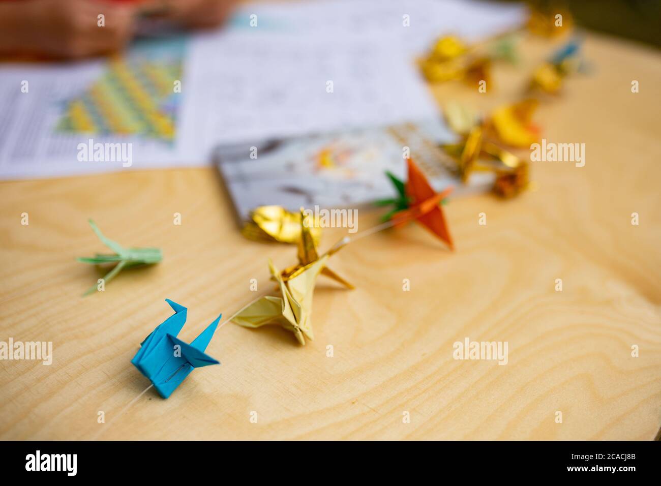 Children fold origami peace cranes in the Anglo-Japanese Grove of ...
