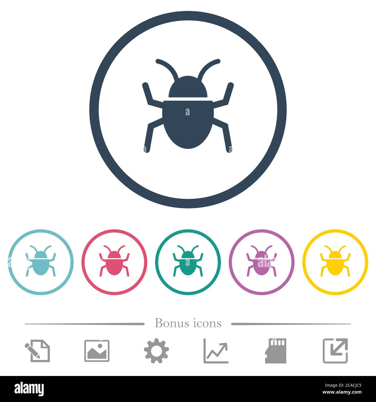 Bug flat color icons in round outlines. 6 bonus icons included Stock Vector Image & Art - Alamy