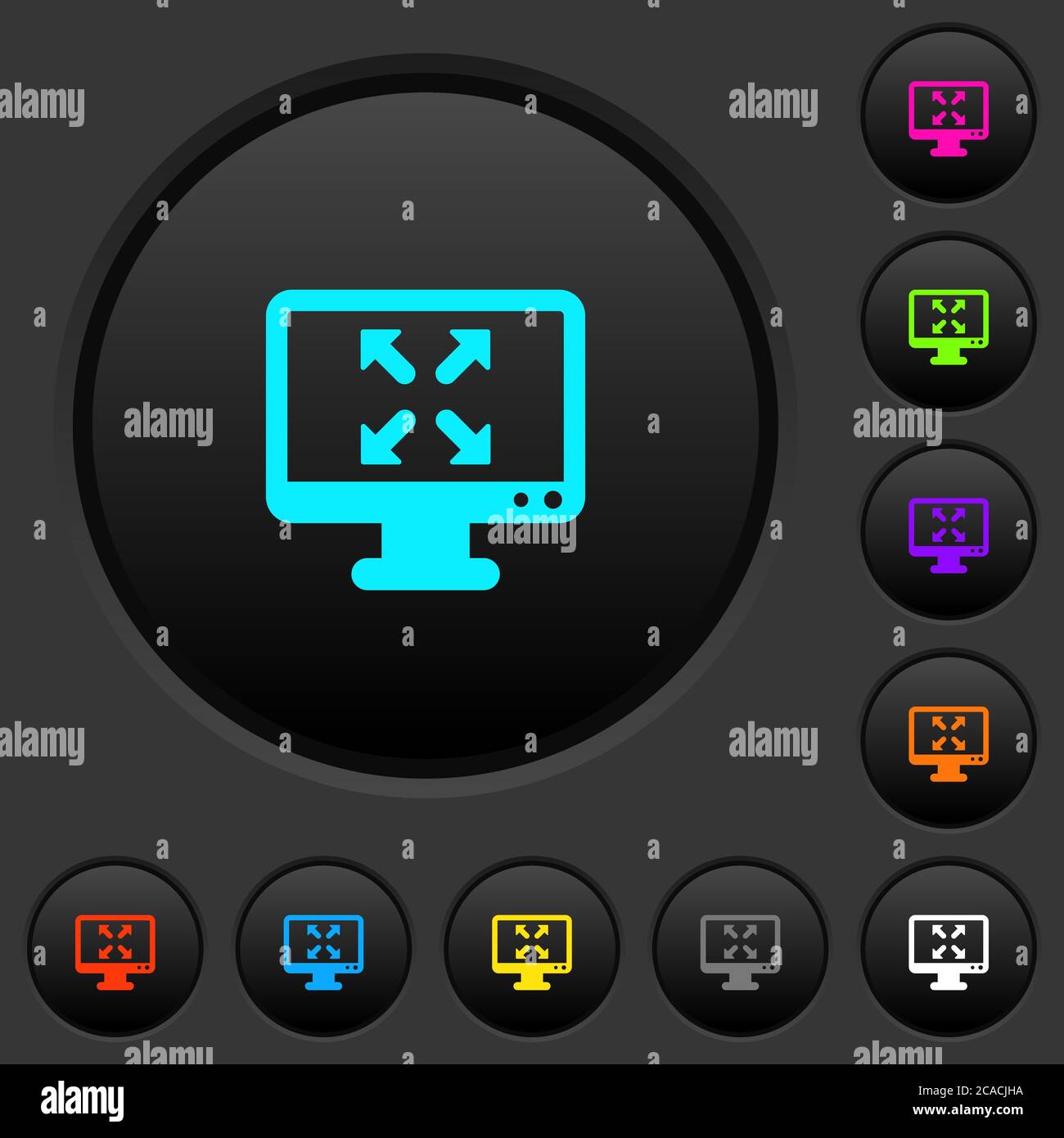 Change to fullscreen view dark push buttons with vivid color icons on ...