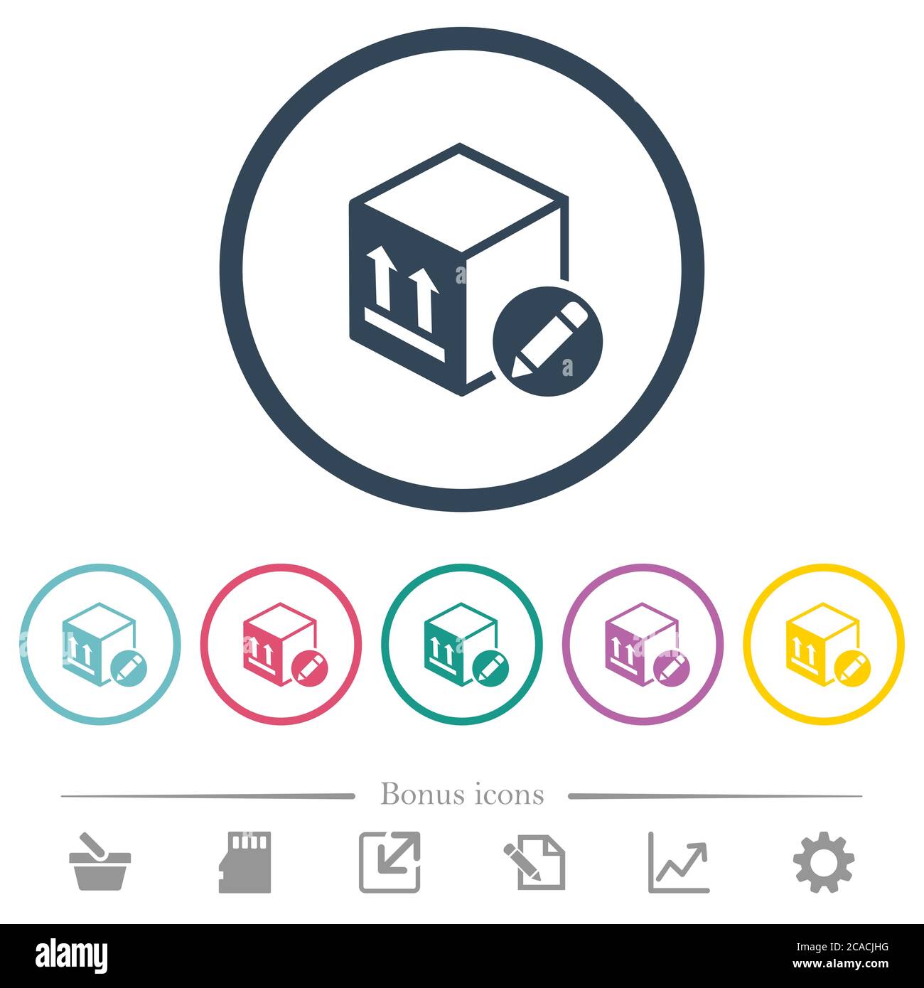 Package edit flat color icons in round outlines. 6 bonus icons included ...