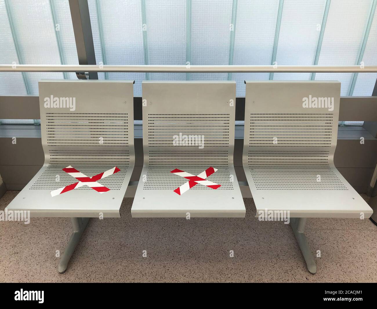 Social distancing. Covid-19 virus protection. Hospital waiting area ...