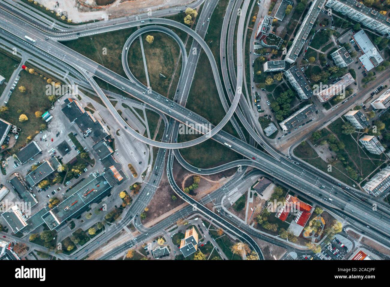 Aerial view of road junctions Stock Photo - Alamy