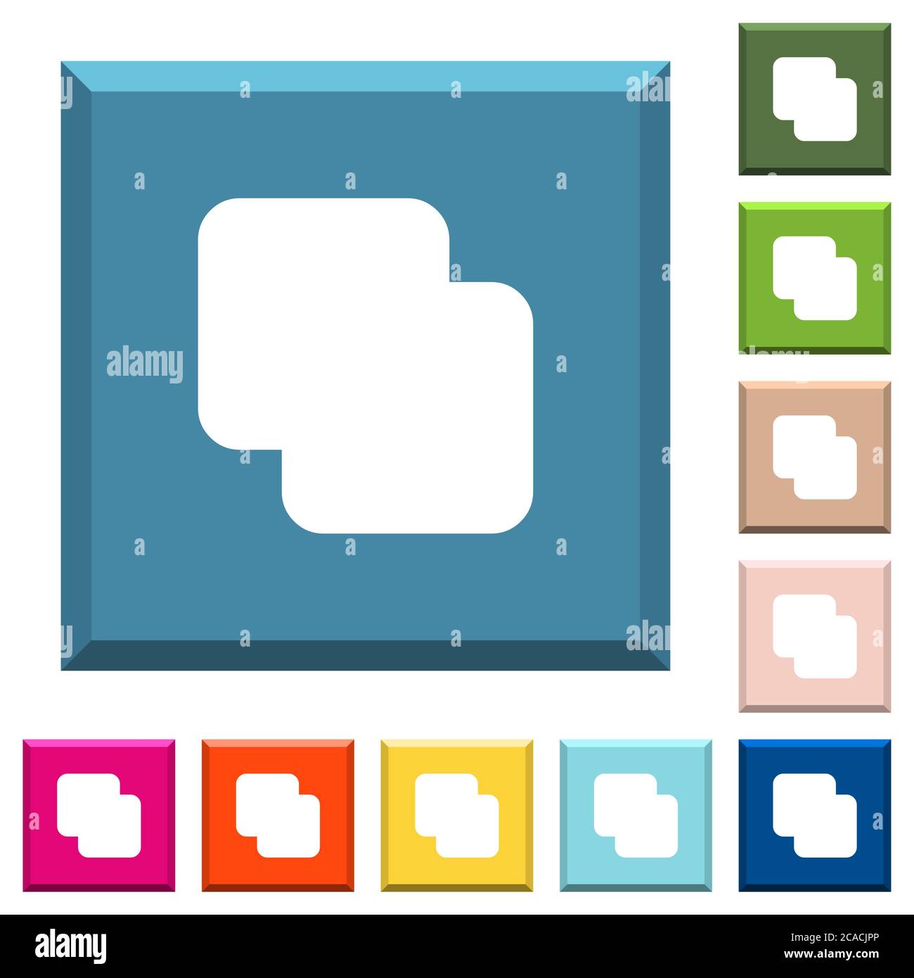 Add shapes white icons on edged square buttons in various trendy colors ...