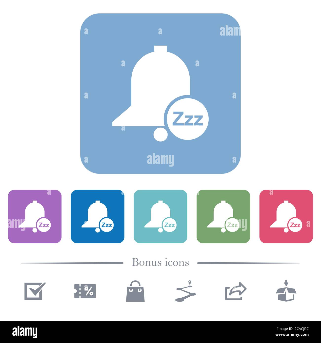 Reminder Snooze White Flat Icons On Color Rounded Square Backgrounds 6