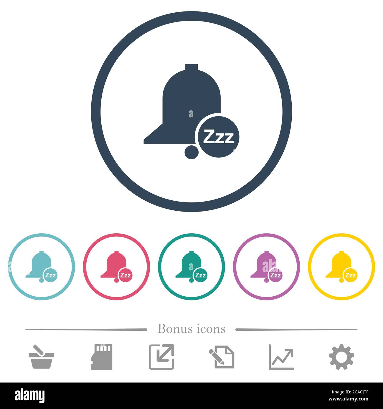 Reminder snooze flat color icons in round outlines. 6 bonus icons included Stock Vector Image ...