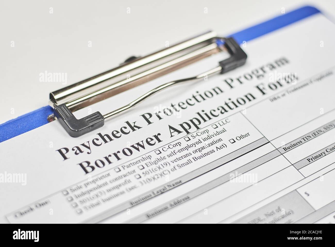 High angle closeup shot of a Paycheck Protection Program Borrower ...