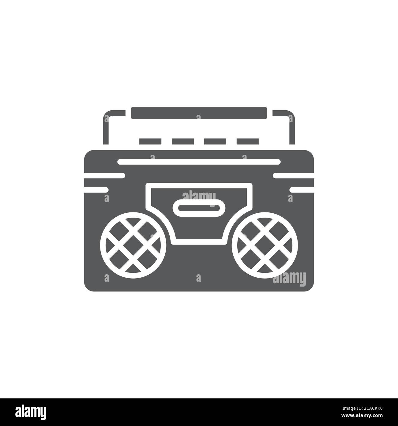 Retro cassette tape recorder vector icon symbol isolated on white ...