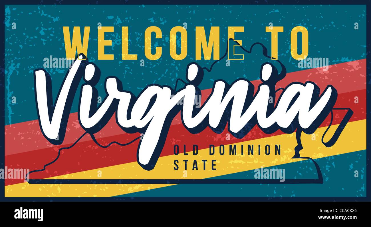 Welcome to virginia vintage rusty metal sign vector illustration ...