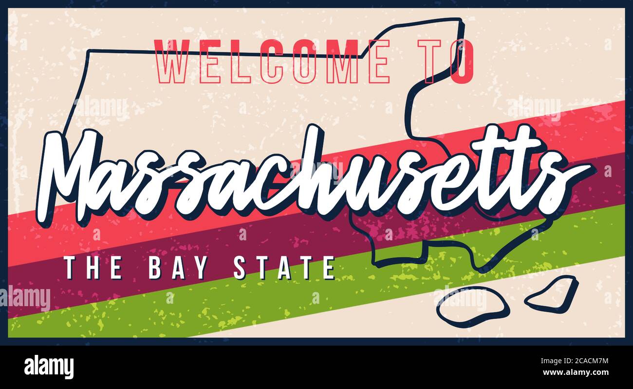 Welcome to Massachusetts vintage rusty metal sign vector illustration ...