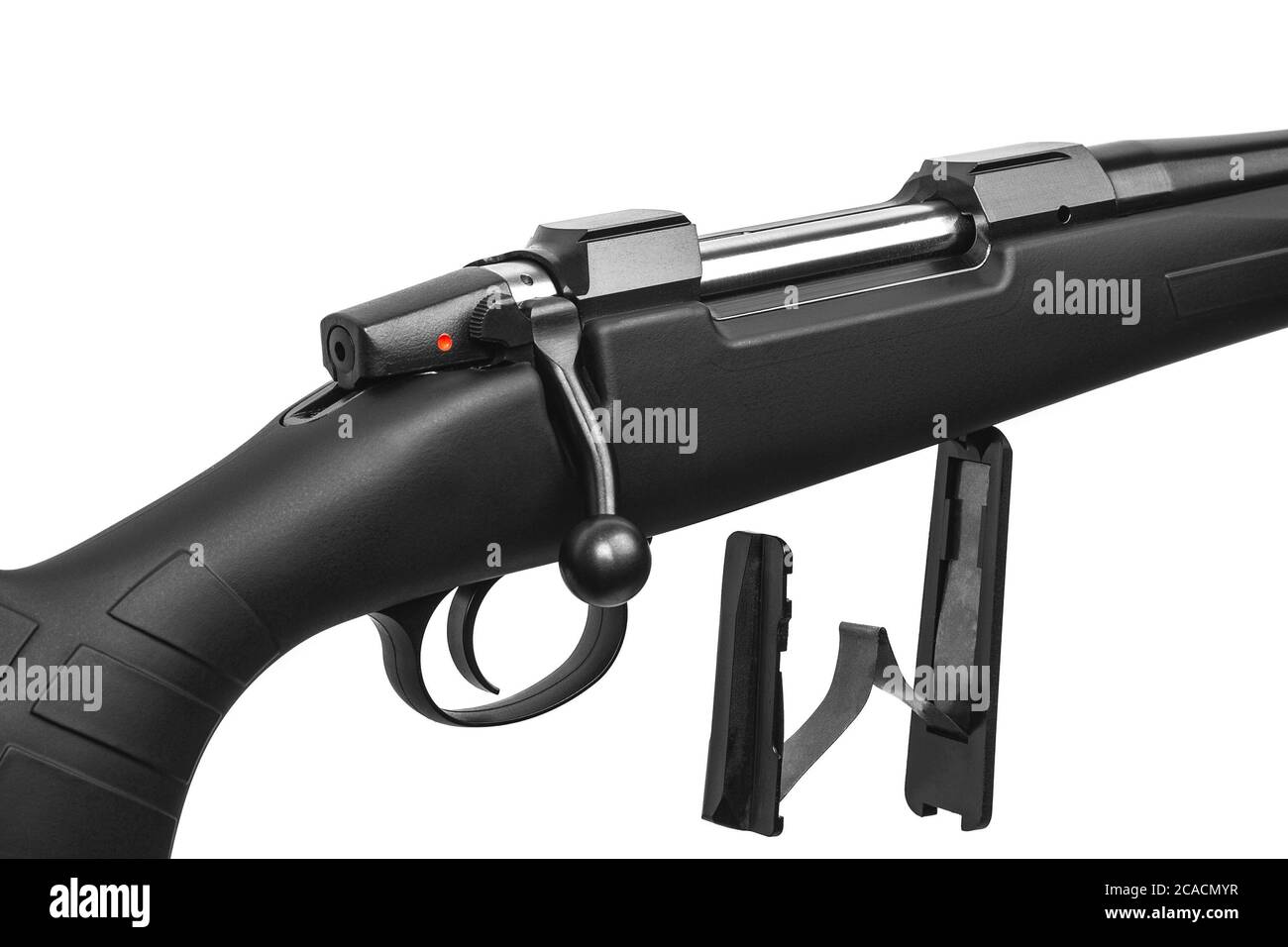 Modern bolt carbine isolated on white background. Hunting rifle with ...