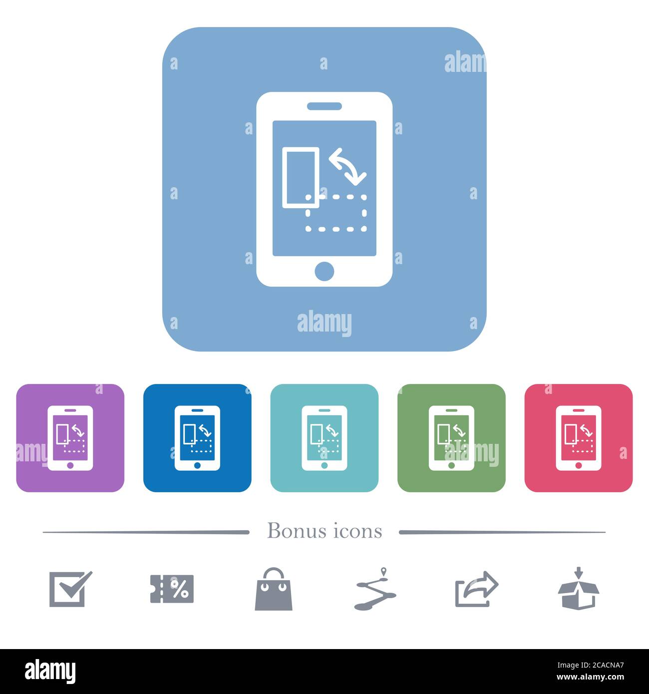 Change mobile display orientation white flat icons on color rounded ...