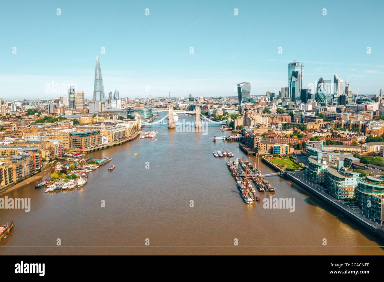 Aerial view of London with the River Thames near Tower Bridge Stock ...