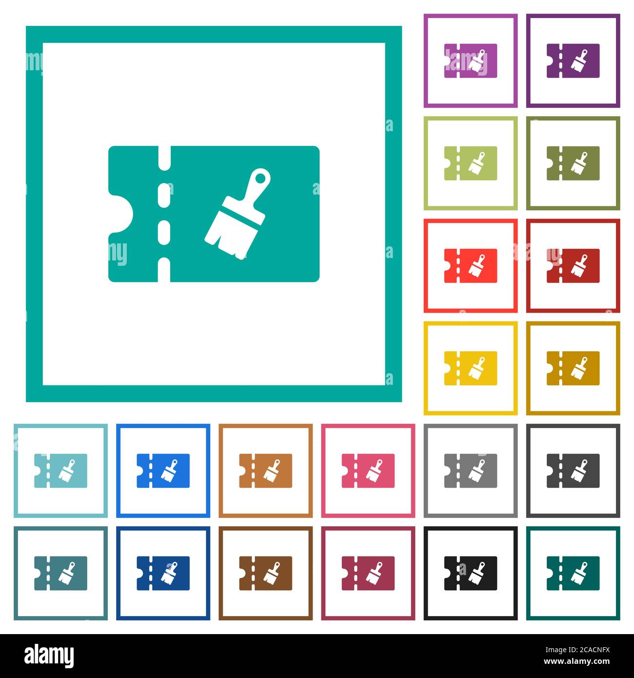 Paint shop discount coupon flat color icons with quadrant frames on ...