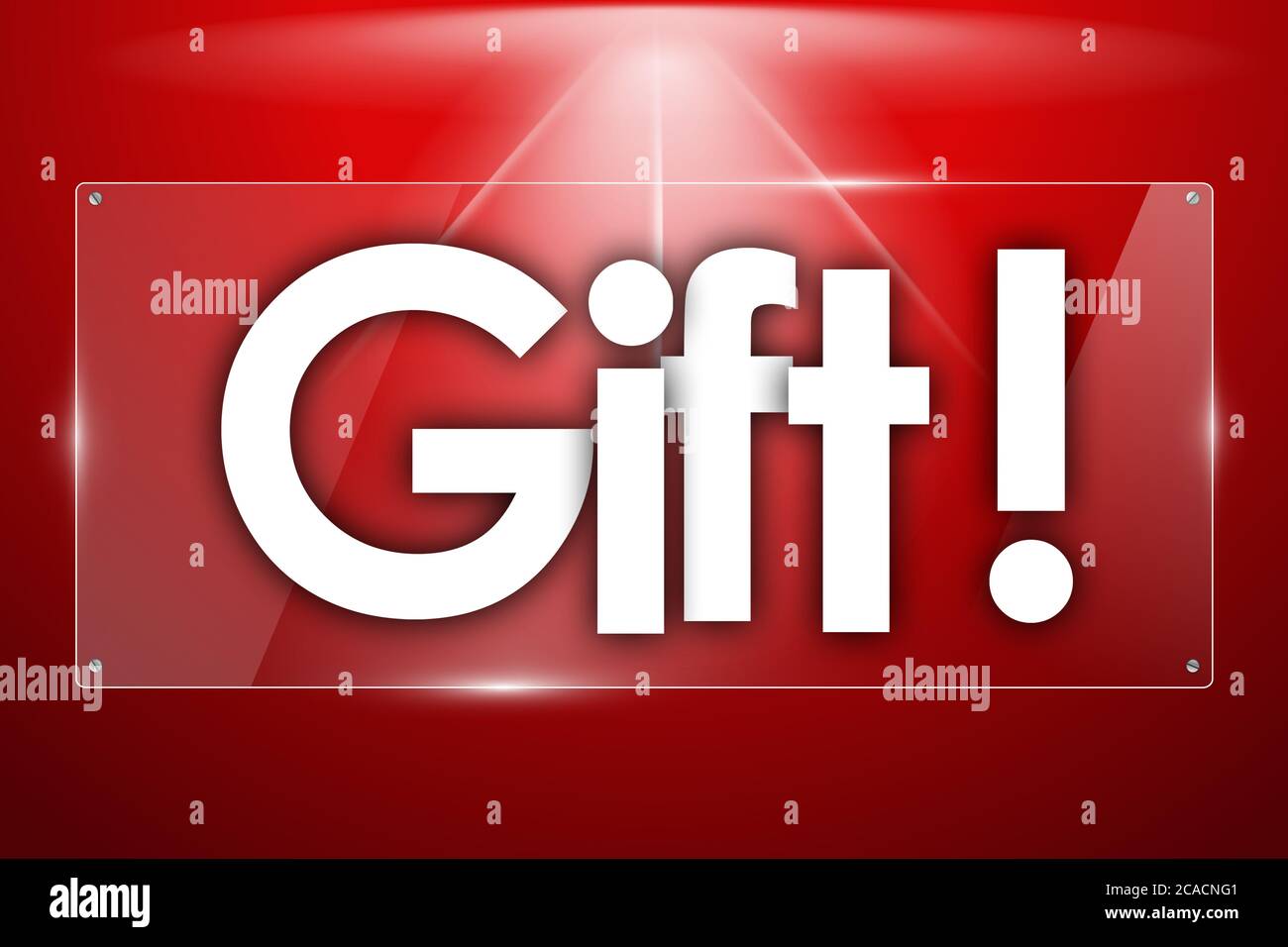 gift word in transparent glass shapes Stock Photo - Alamy