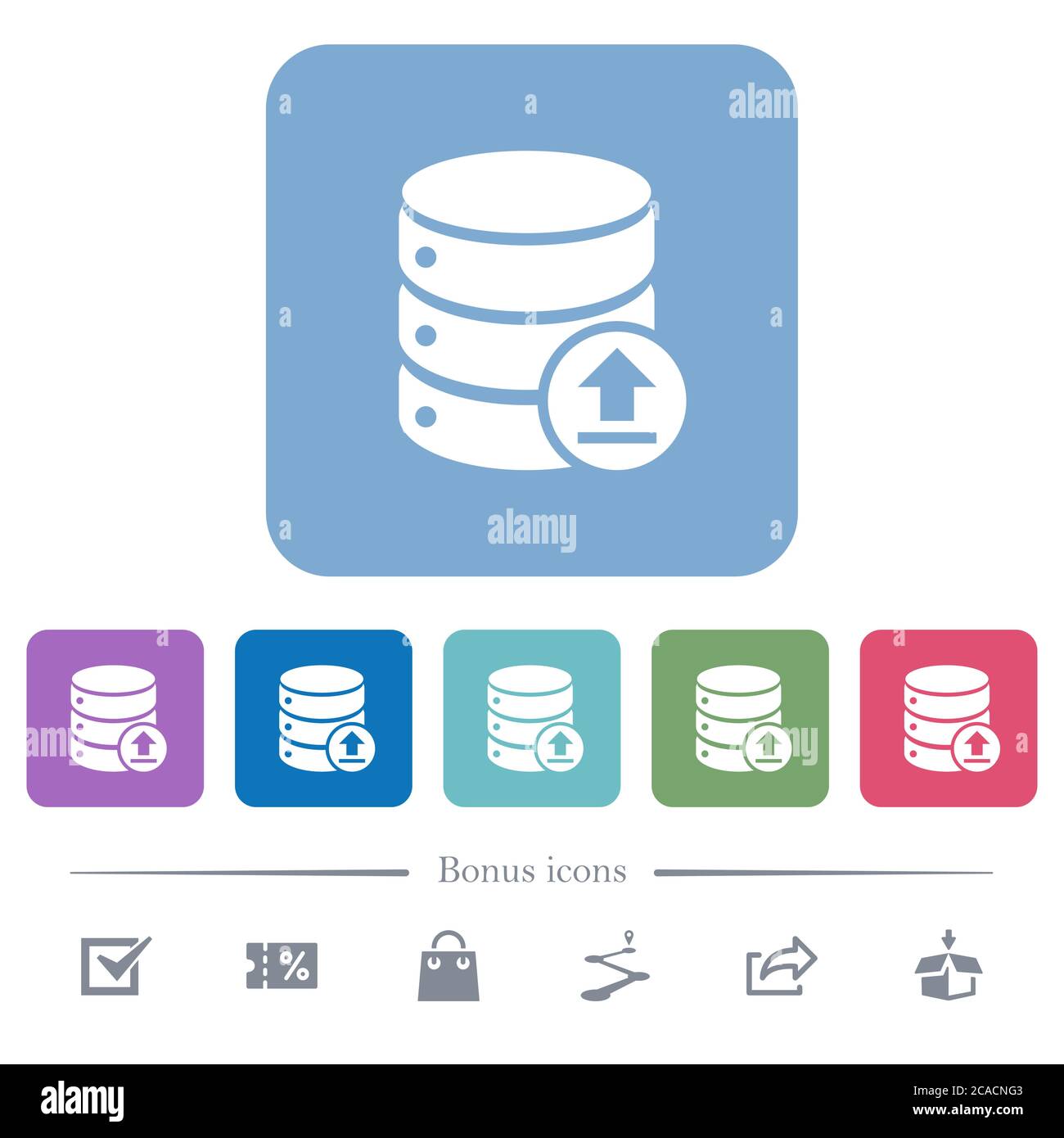 Restore database white flat icons on color rounded square backgrounds ...