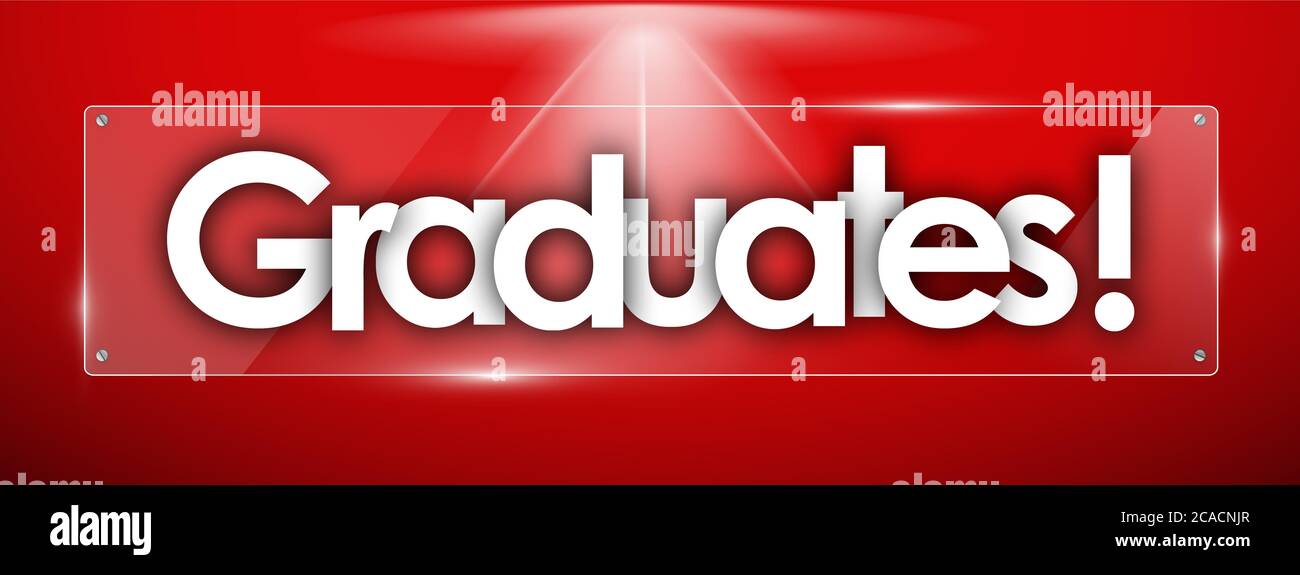 graduate word in transparent glass shapes Stock Photo - Alamy