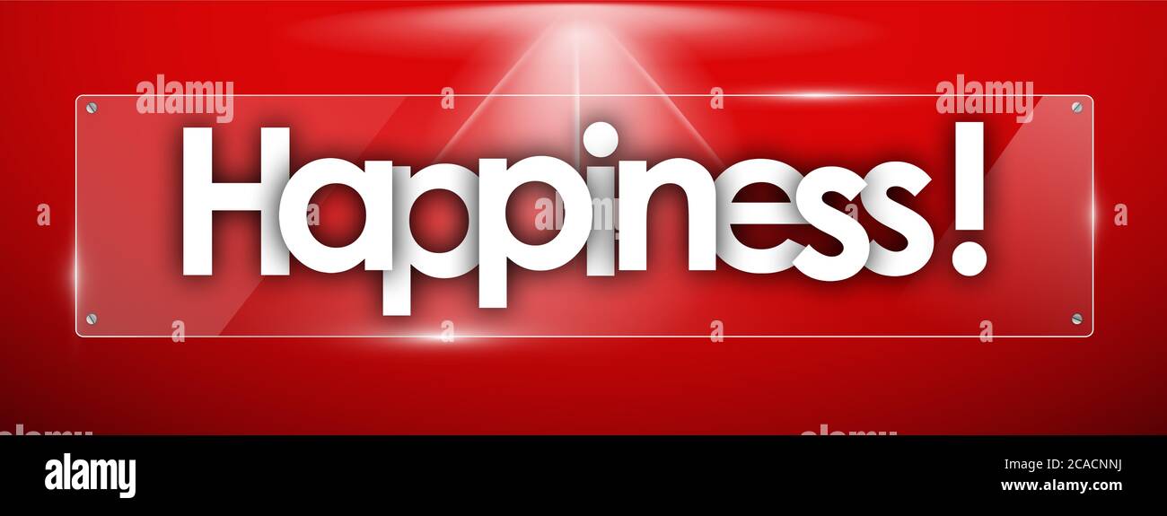 happiness word in transparent glass shapes Stock Photo - Alamy