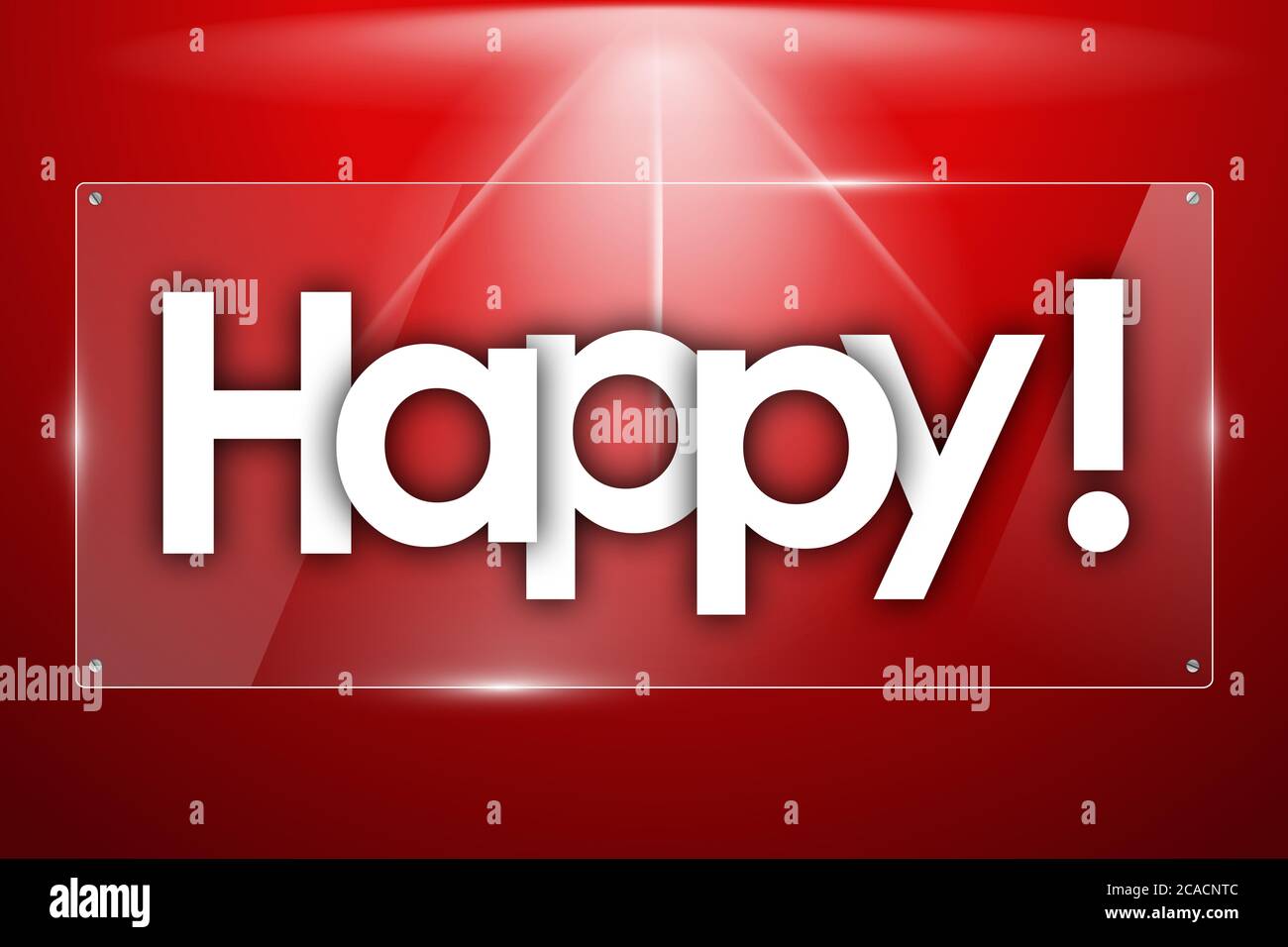 happy word in transparent glass shapes Stock Photo - Alamy