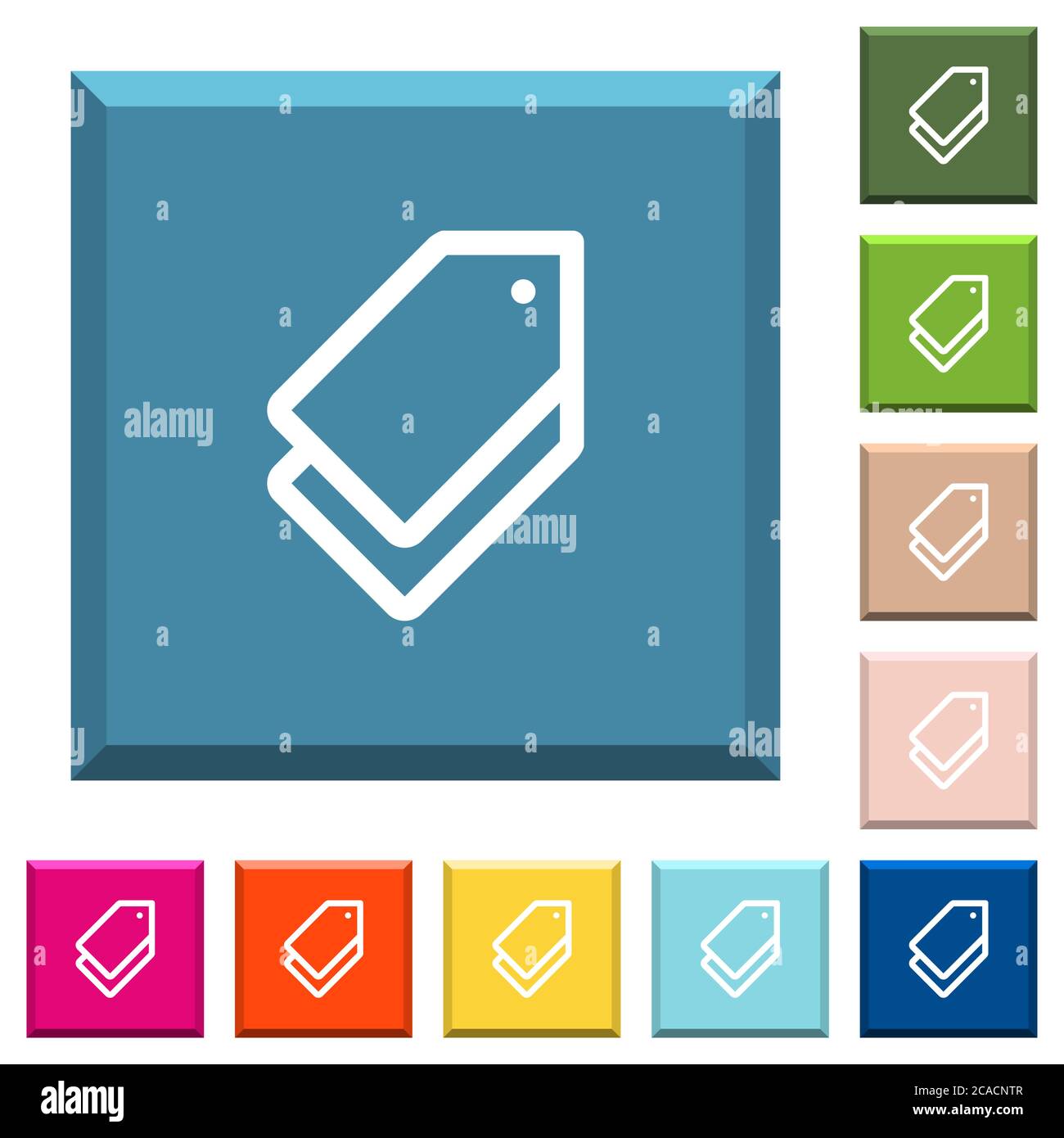 Multiple tags white icons on edged square buttons in various trendy ...