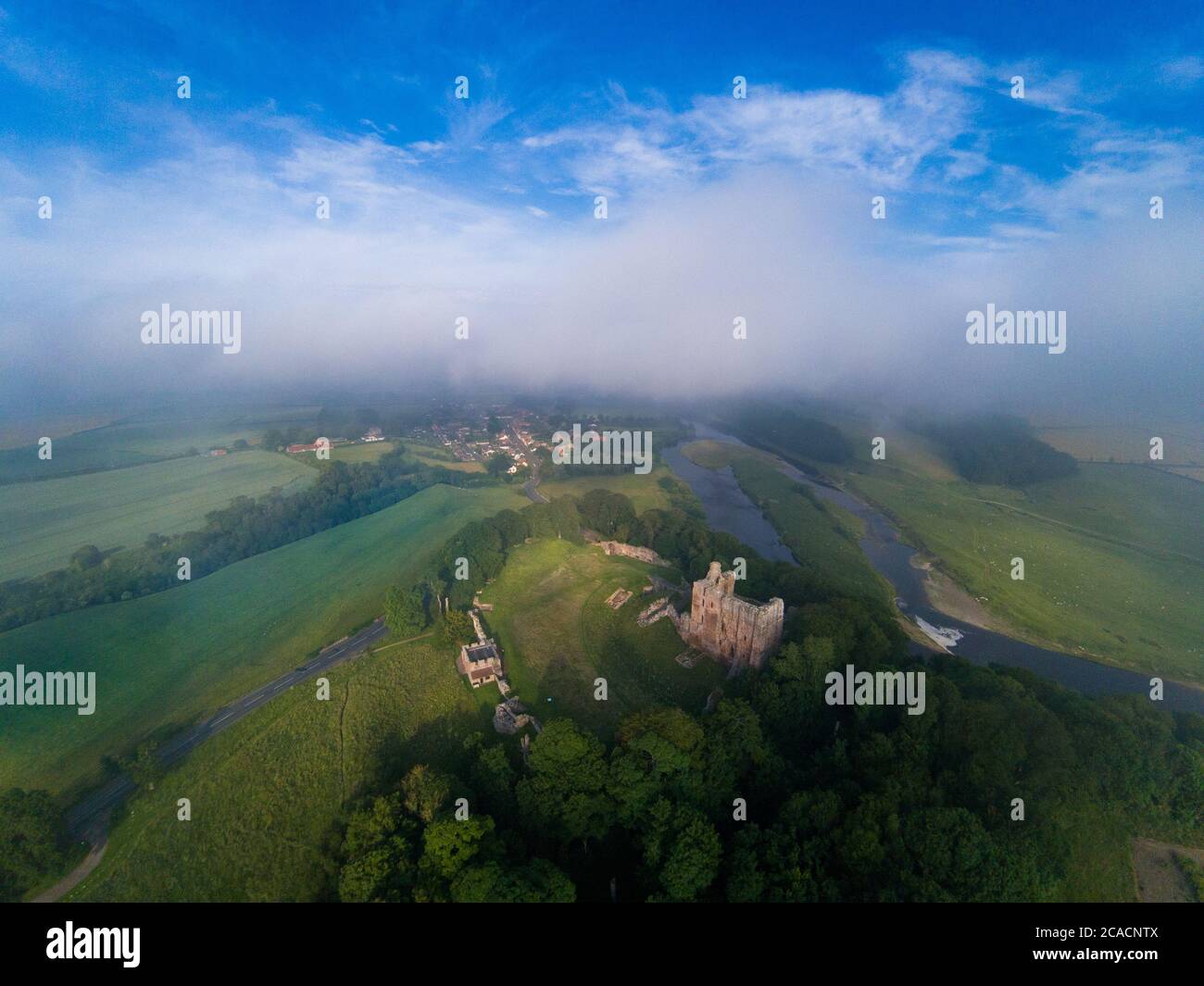 Norham castle aerial hi-res stock photography and images - Alamy