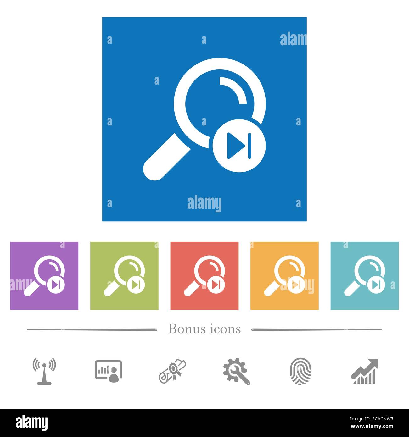 Find next search result flat white icons in square backgrounds. 6 bonus ...