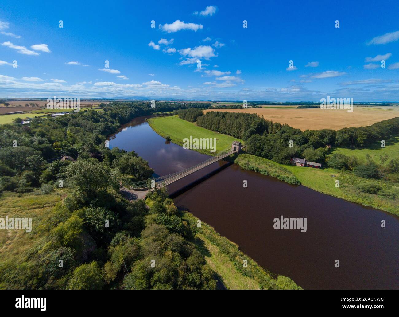 The Union Chain Bridge looking from England over the River Tweed into ...