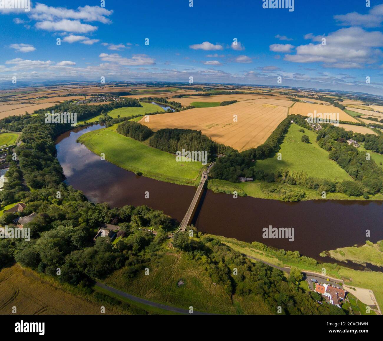 The Union Chain Bridge looking from England over the River Tweed into ...