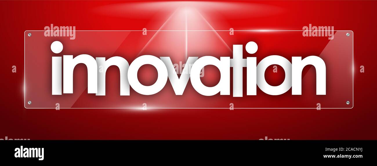 innovation word in transparent glass shapes Stock Photo - Alamy