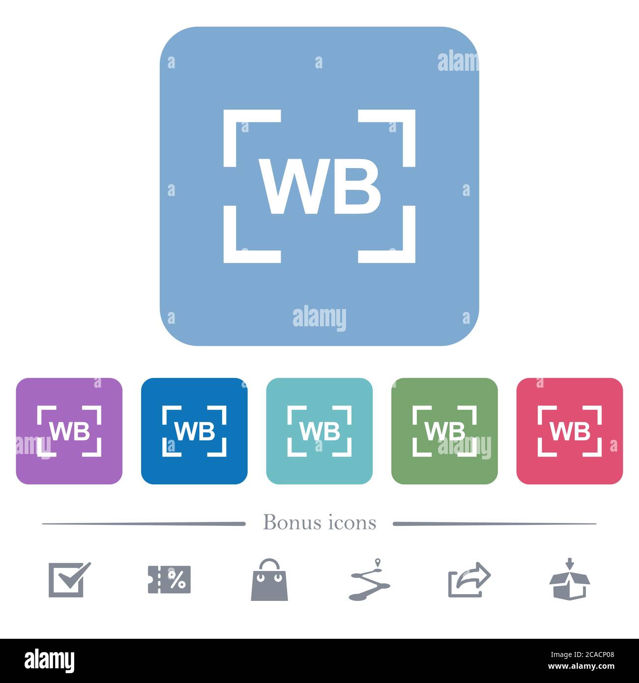 Camera white balance setting white flat icons on color rounded square ...