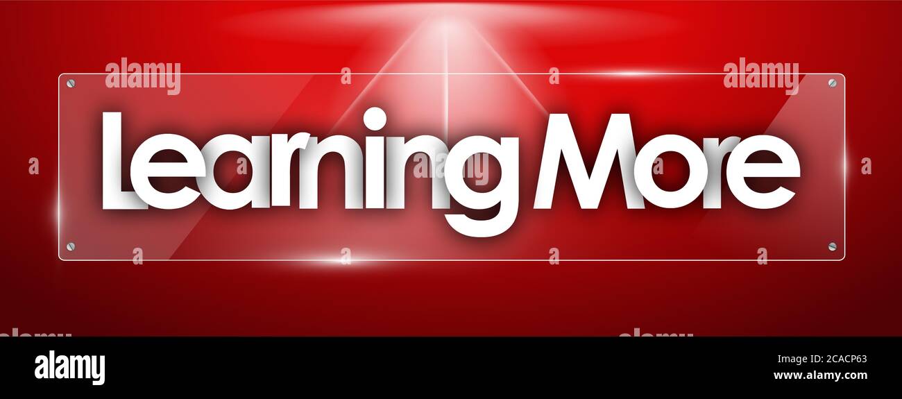 Learning more word in transparent glass shapes Stock Photo - Alamy