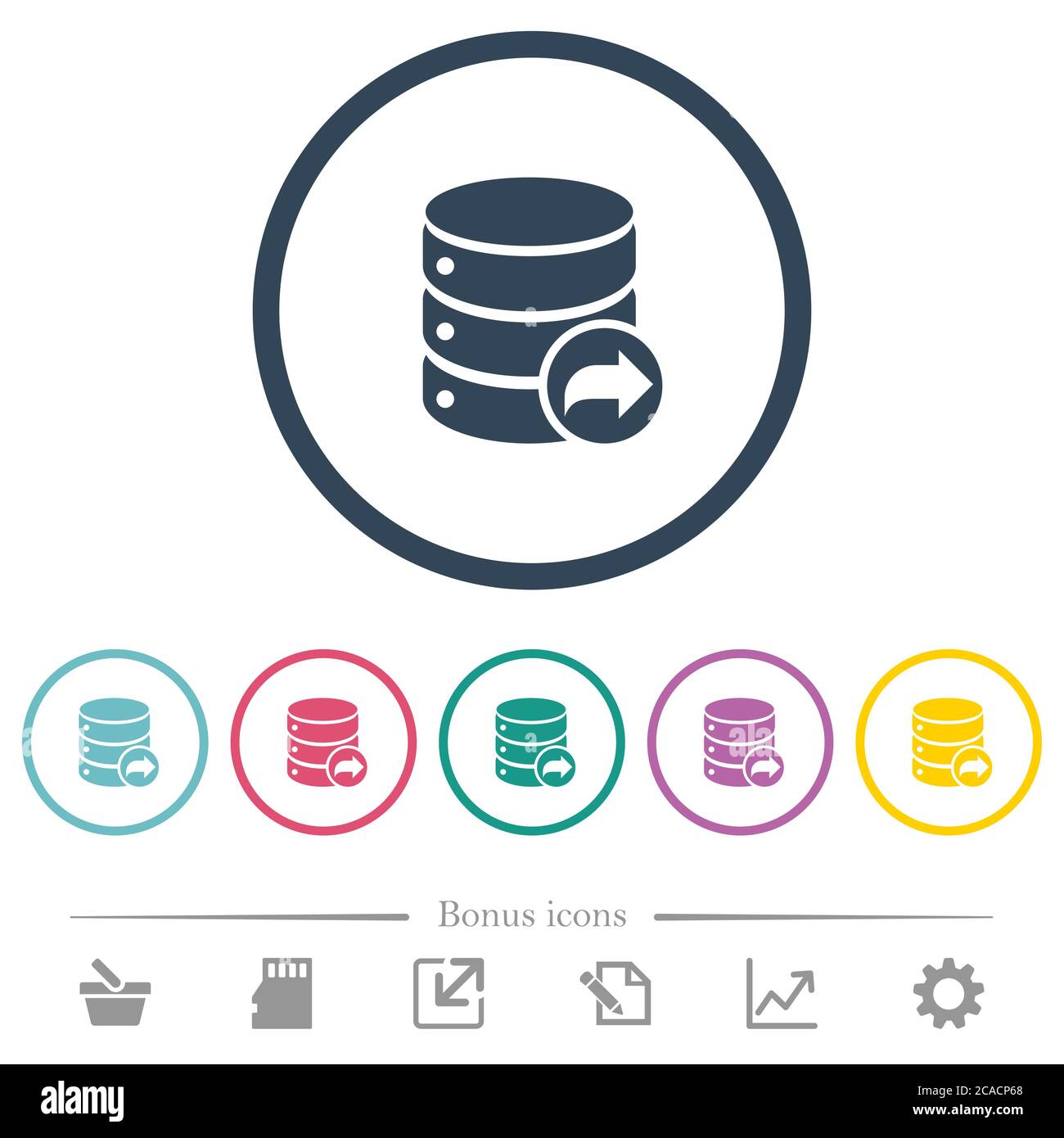 Database Transaction Commit Flat Color Icons In Round Outlines 6 Bonus Icons Included Stock