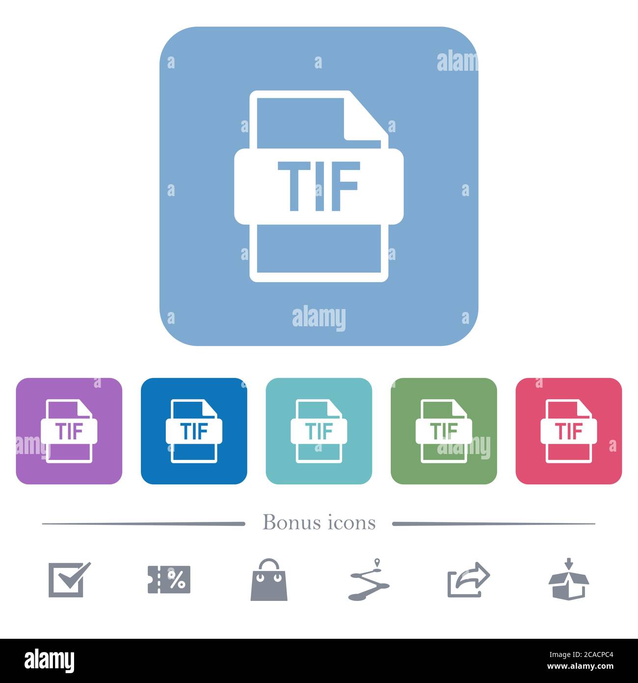TIF file format white flat icons on color rounded square backgrounds. 6 ...