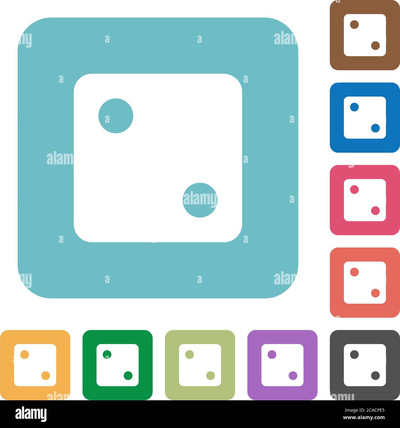 Dice two white flat icons on color rounded square backgrounds Stock ...