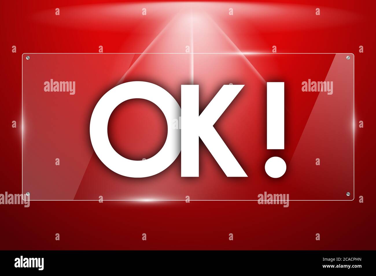 ok word in transparent glass shapes Stock Photo - Alamy